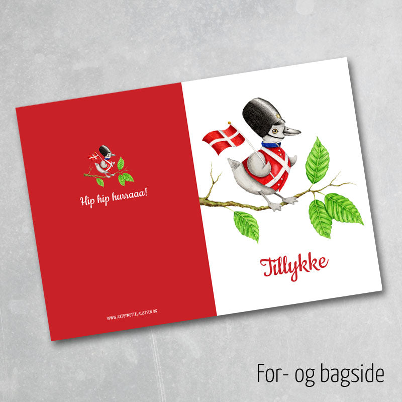 Kort med ælling med flag – Art by Mette Laustsen